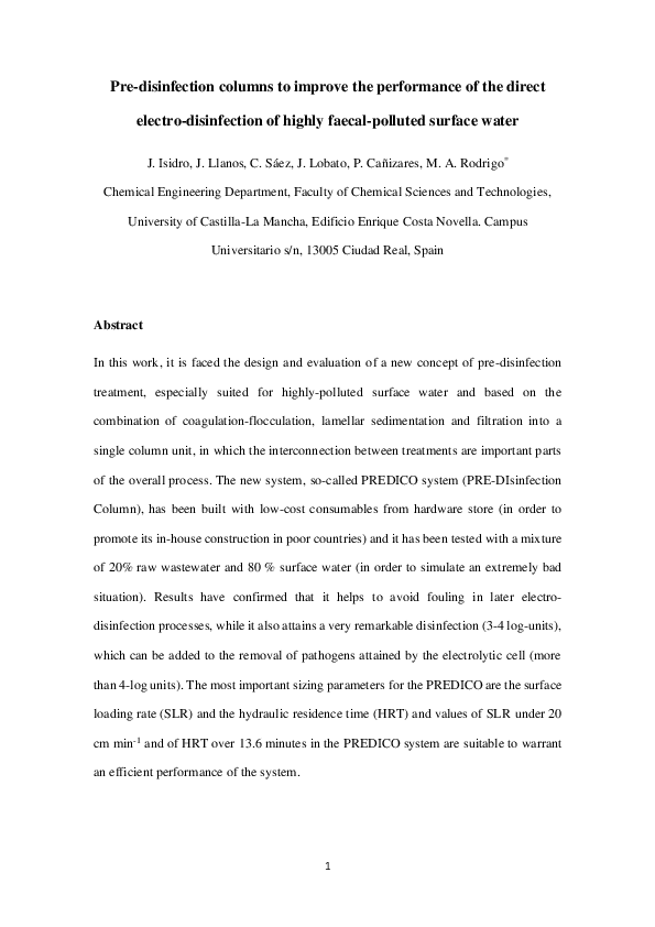 (PDF) Pre-disinfection columns to improve the performance of the direct ...