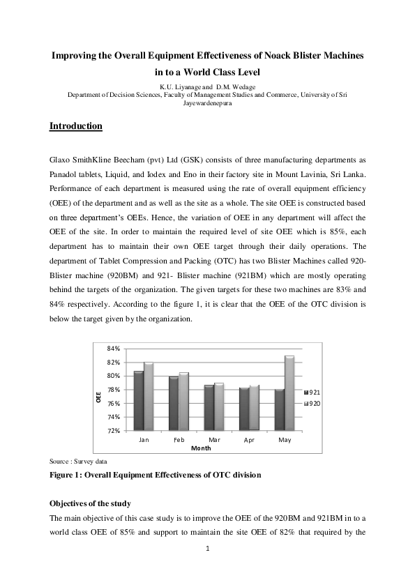 (PDF) Improving the Overall Equipment Effectiveness of Noack Blister Machines in to a World ...