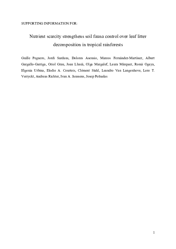 (PDF) Supplementary Methods, Results and Discussion from Nutrient scarcity strengthens soil ...