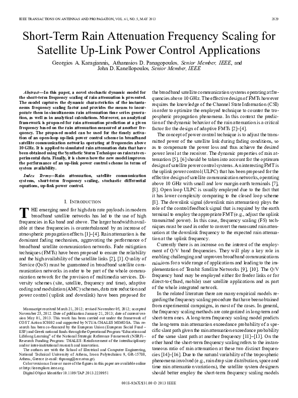 (PDF) Short-Term Rain Attenuation Frequency Scaling for Satellite Up ...