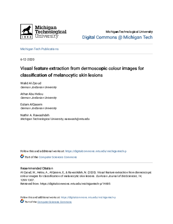 (PDF) Visual feature extraction from dermoscopic colour images for classification of melanocytic ...