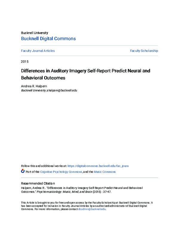 (PDF) Differences in auditory imagery self-report predict neural and behavioral outcomes