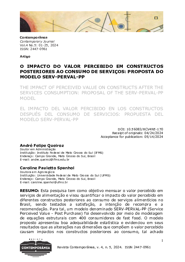 (PDF) O IMPACTO DO VALOR PERCEBIDO EM CONSTRUCTOS POSTERIORES AO ...