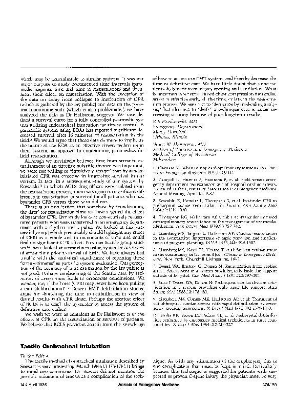 (PDF) Tactile orotracheal intubation
