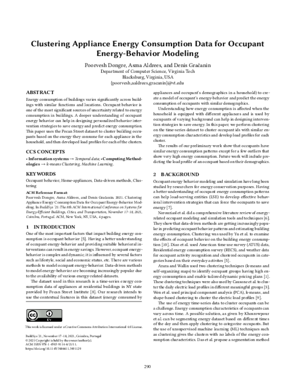 (PDF) Clustering appliance energy consumption data for occupant energy ...