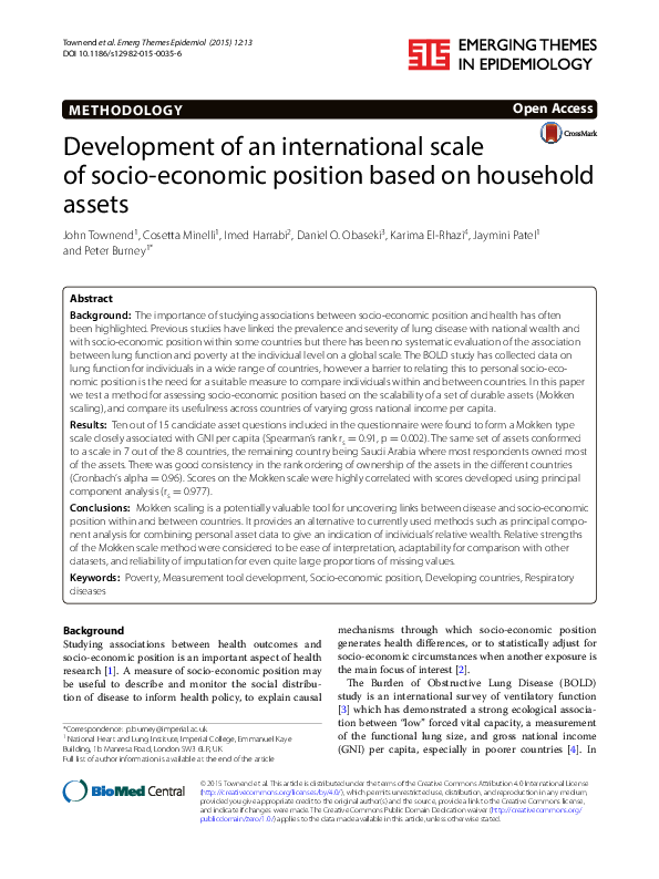 (PDF) Development of an international scale of socio-economic position ...