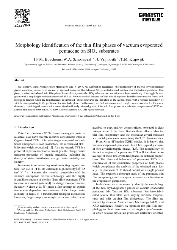 (PDF) Morphology identification of the thin film phases of vacuum ...