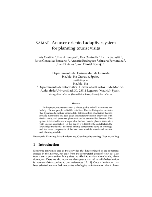 (PDF) samap: An user-oriented adaptive system for planning tourist visits