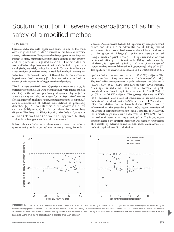 (PDF) Sputum induction in severe exacerbations of asthma: safety of a ...
