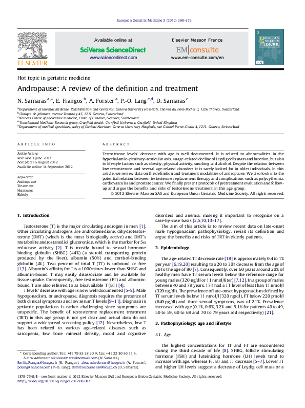 (PDF) Andropause: A review of the definition and treatment