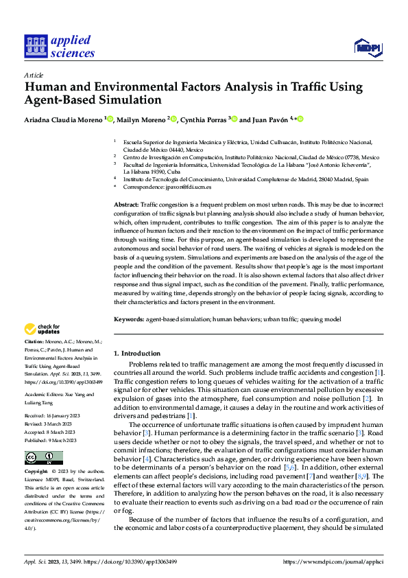 Pdf Human And Environmental Factors Analysis In Traffic Using Agent Based Simulation