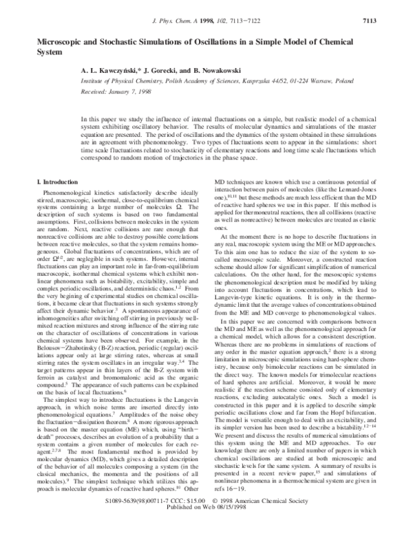 (PDF) Microscopic and Stochastic Simulations of Oscillations in a Simple Model of Chemical System