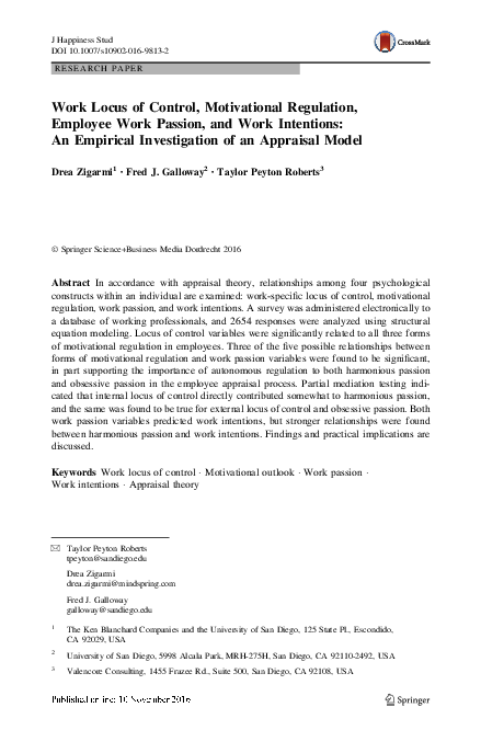 (PDF) Work Locus of Control, Motivational Regulation, Employee Work ...