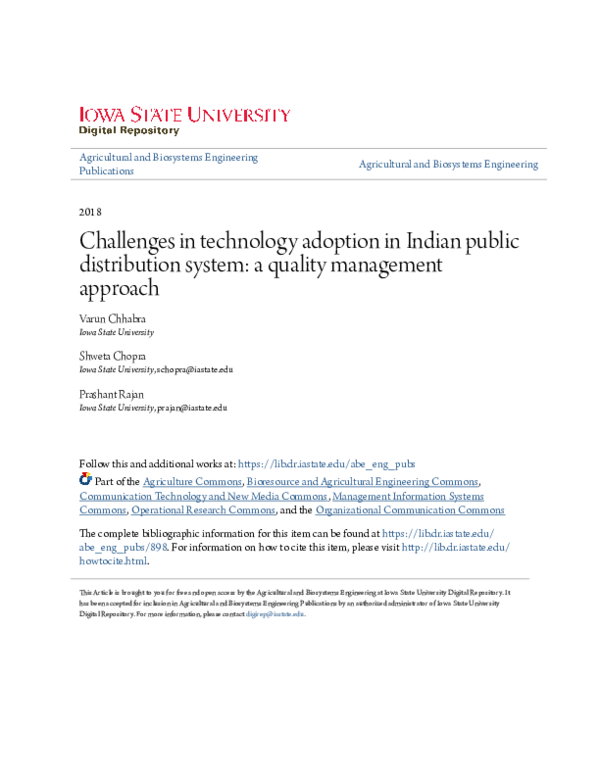 Challenges in technology adoption in Indian public distribution system ...