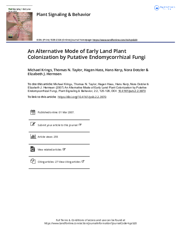 (PDF) An Alternative Mode of Early Land Plant Colonization by Putative ...