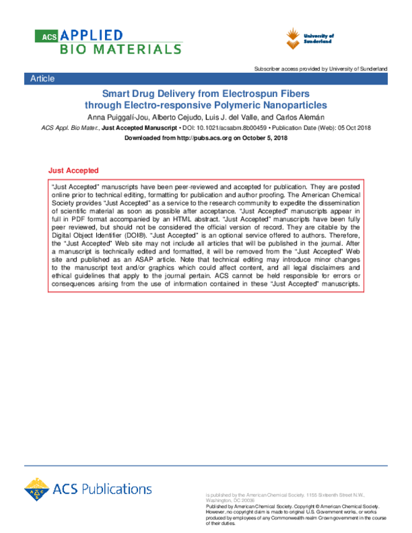 (PDF) Smart Drug Delivery from Electrospun Fibers through Electroresponsive Polymeric ...