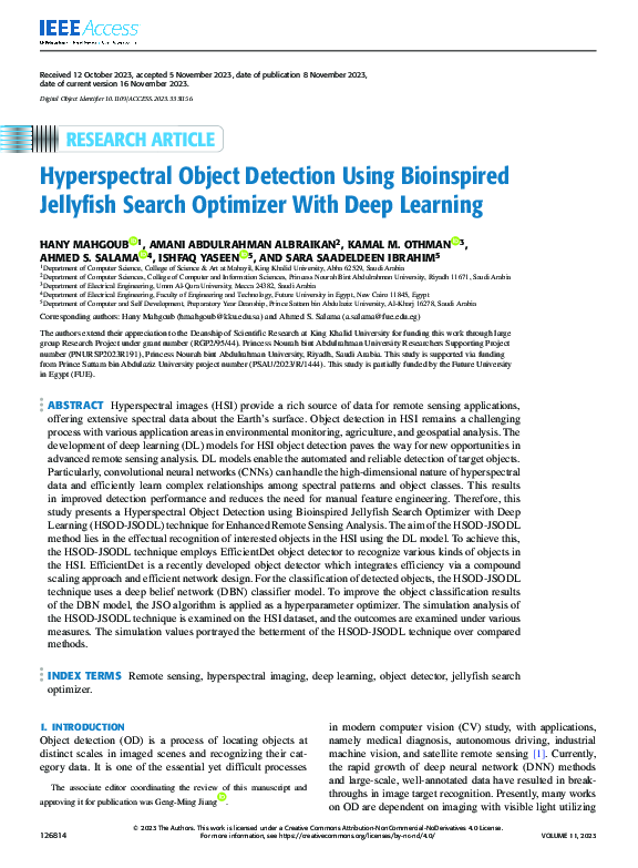(PDF) Hyperspectral Object Detection Using Bioinspired Jellyfish Search Optimizer With Deep Learning