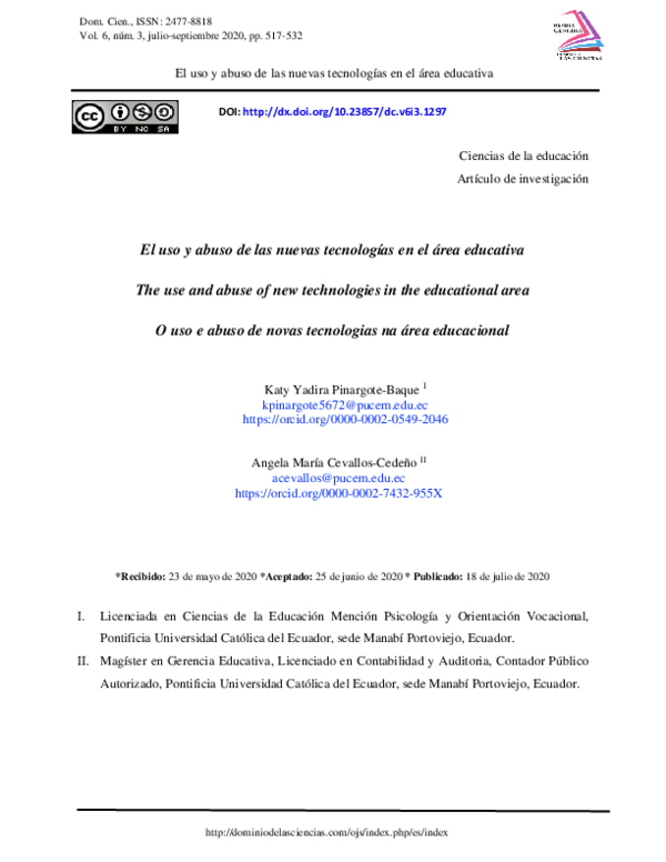 (PDF) El uso y abuso de las nuevas tecnologías en el área educativa