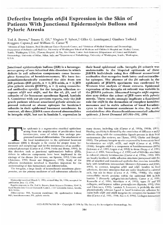 (PDF) Defective Integrin α6β4 Expression in the Skin of Patients With ...