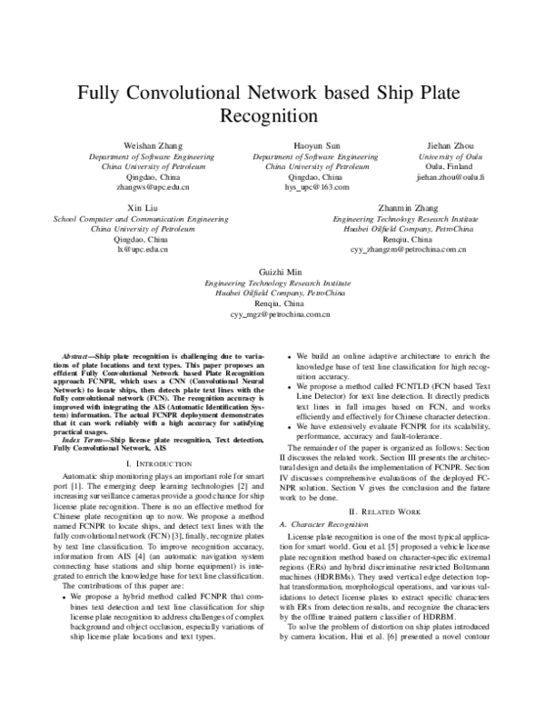 (PDF) Fully Convolutional Network Based Ship Plate Recognition (PDF) Fully Convolutional Network Based Ship Plate Recognition
