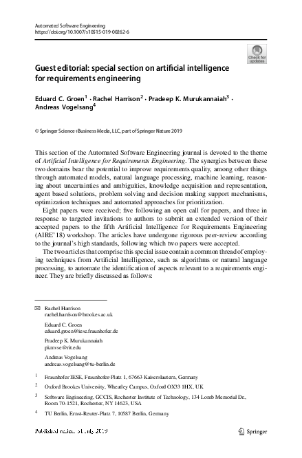 (PDF) Guest Editorial: Special Section on Artificial Intelligence and ...