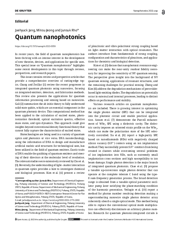 (PDF) Quantum nanophotonics