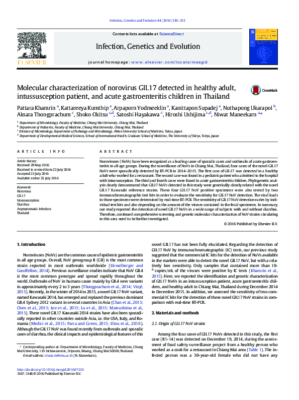 (PDF) Norovirus GII.17 in Thai Patients: Characterization