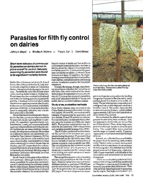 (PDF) Parasites for filth fly control on dairies