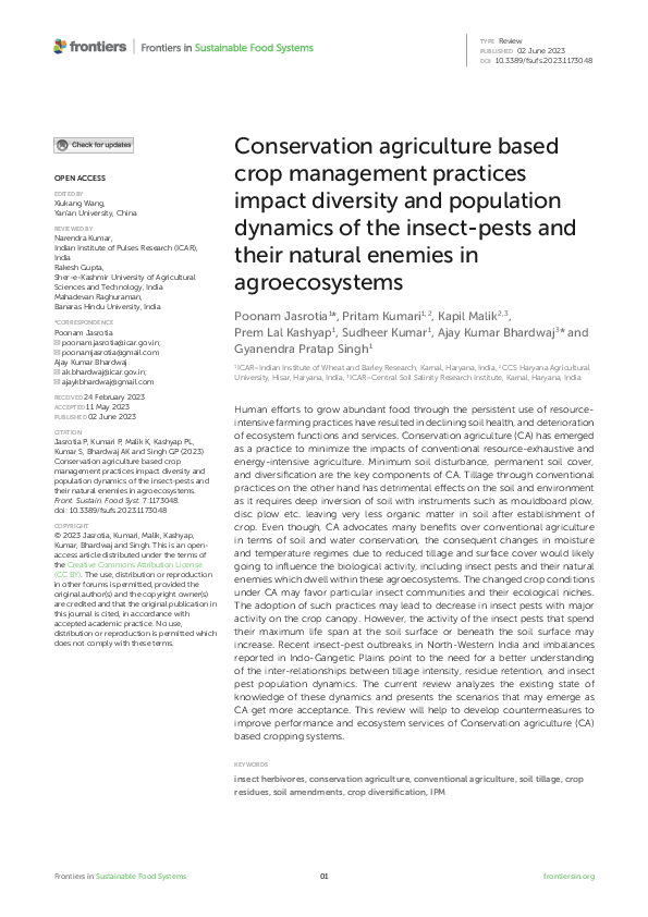 (PDF) Conservation agriculture based crop management practices impact ...