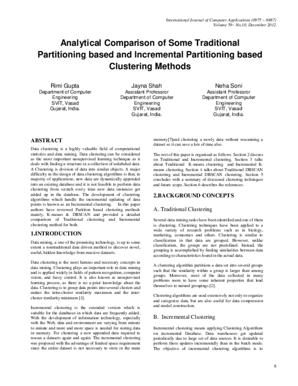 (PDF) Analytical Comparison of Some Traditional Partitioning based and Incremental Partitioning ...
