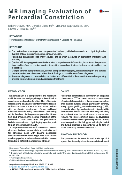 (PDF) MR imaging evaluation of pericardial constriction