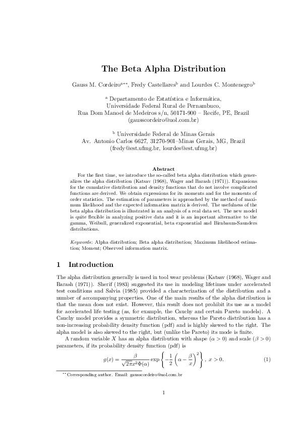 (PDF) The Beta Alpha Distribution