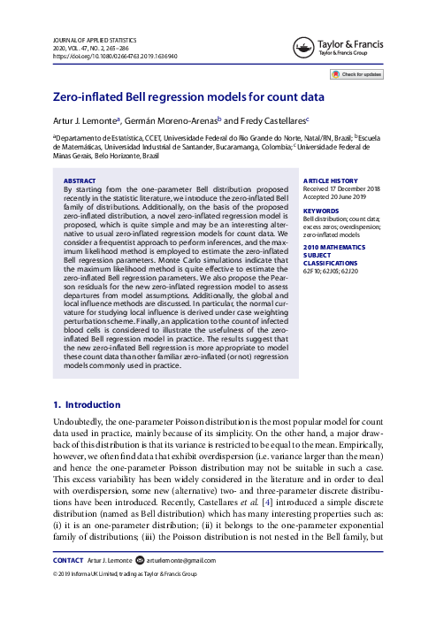(PDF) Zero-inflated Bell regression models for count data | Fredy ...