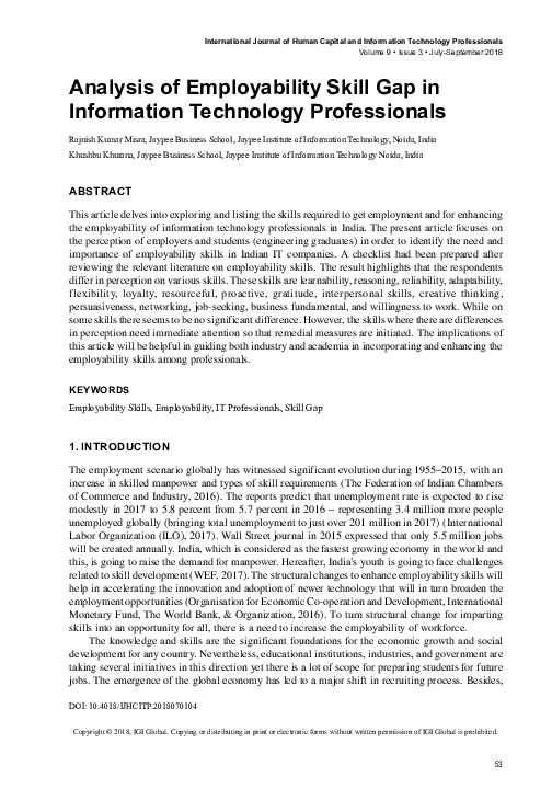 (PDF) Analysis of Employability Skill Gap in Information Technology ...