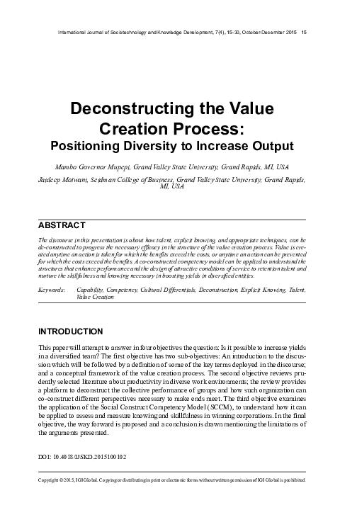 (PDF) Deconstructing the Value Creation Process