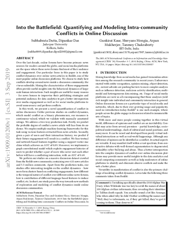 (PDF) Into the Battlefield: Quantifying and Modeling Intra-community ...