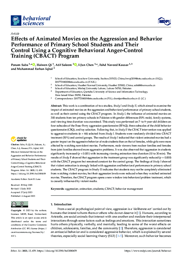 (PDF) Effects of Animated Movies on the Aggression and Behavior ...