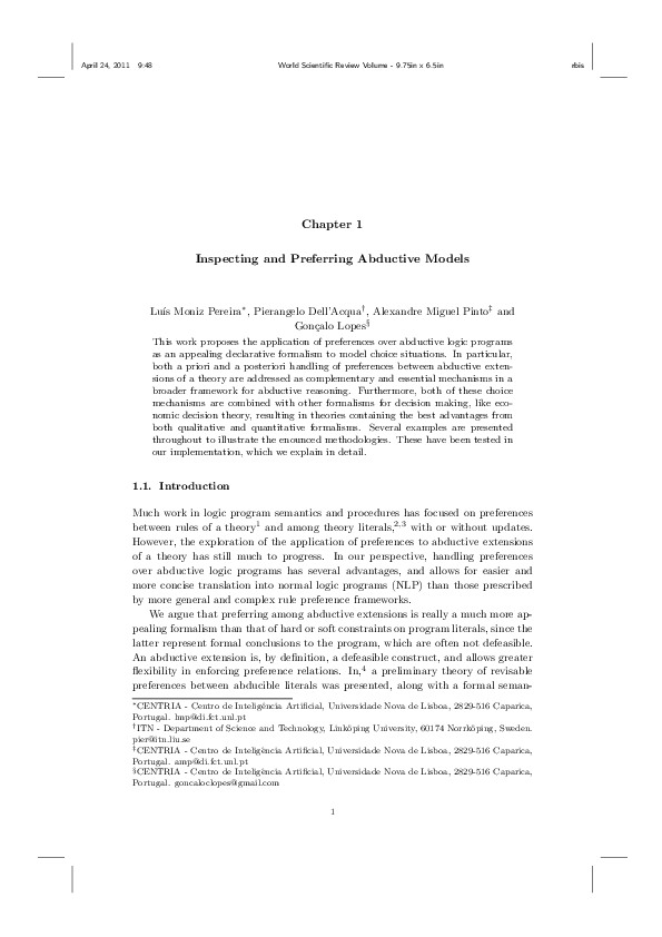 (PDF) Inspecting and Preferring Abductive Models | Luís Moniz Pereira - Academia.edu