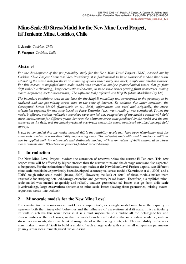 (PDF) Mine-Scale 3D Stress Model for the New Mine Level Project, El ...