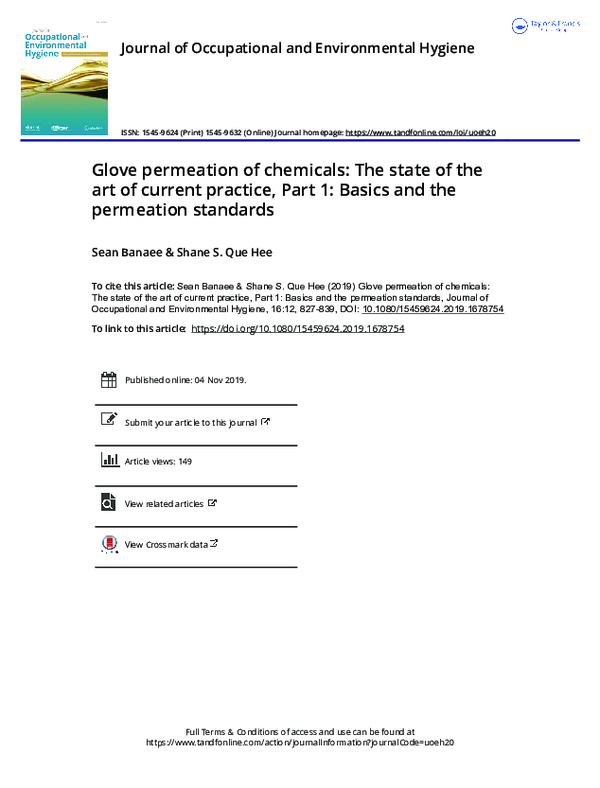 (PDF) Glove permeation of chemicals: The state of the art of current ...