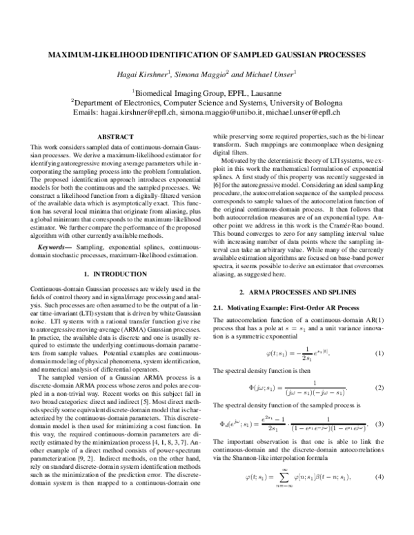 (PDF) Maximum-likelihood identification of sampled Gaussian processes | Hagai Kirshner ...