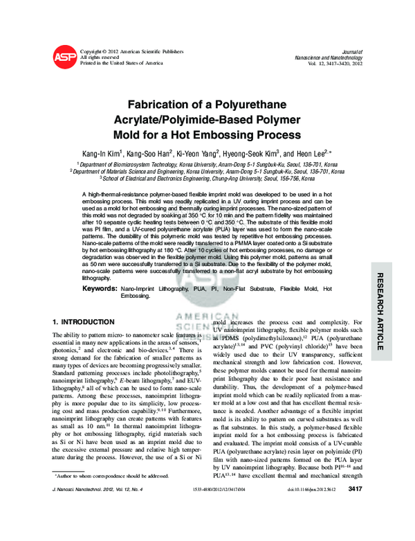 (PDF) Fabrication of a Polyurethane Acrylate/Polyimide-Based Polymer ...