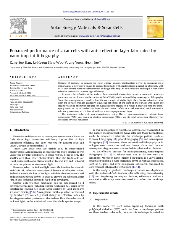 (PDF) Enhanced performance of solar cells with anti-reflection layer ...