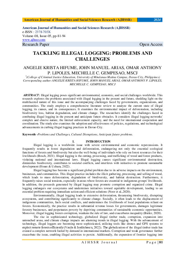 (PDF) TACKLING ILLEGAL LOGGING: PROBLEMS AND CHALLENGES