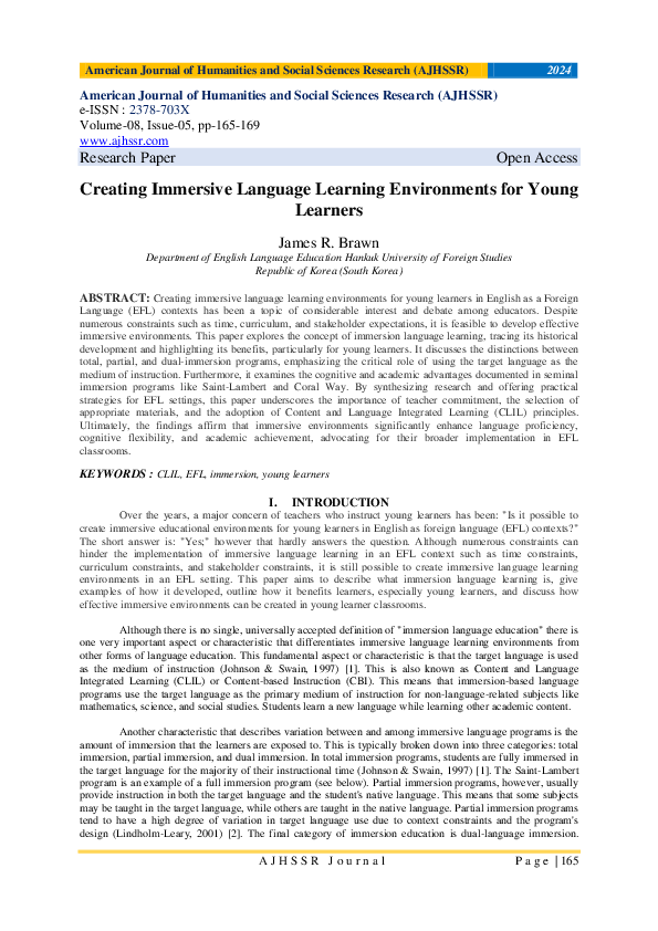(PDF) Creating Immersive Language Learning Environments for Young Learners