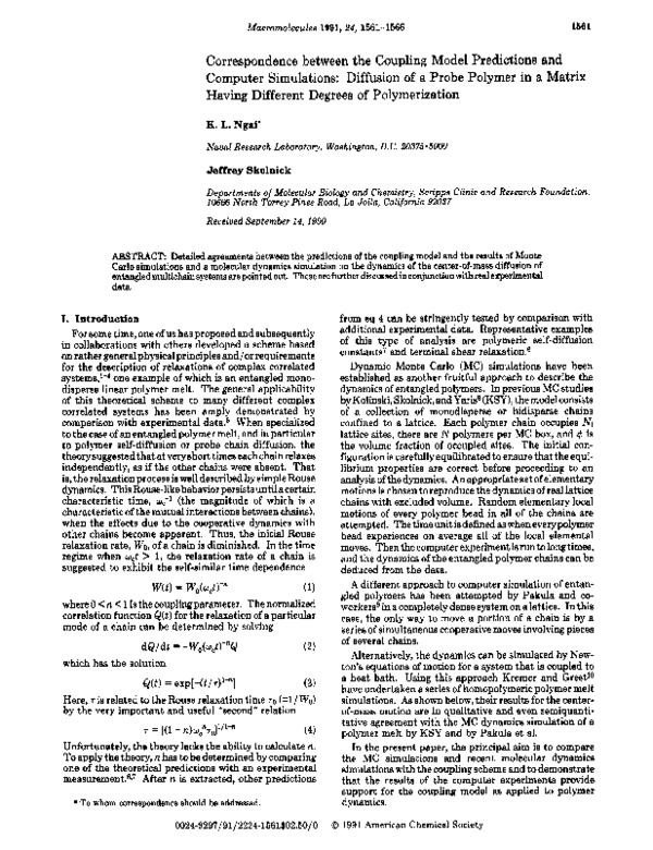 (PDF) Correspondence between the coupling model predictions and computer simulations: diffusion ...