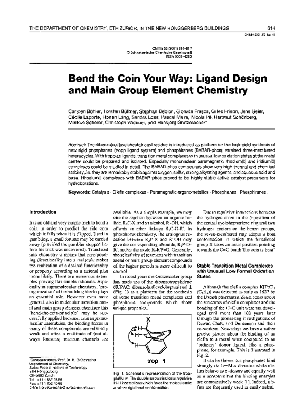 (PDF) Bend the Coin Your Way: Ligand Design and Main Group Element ...