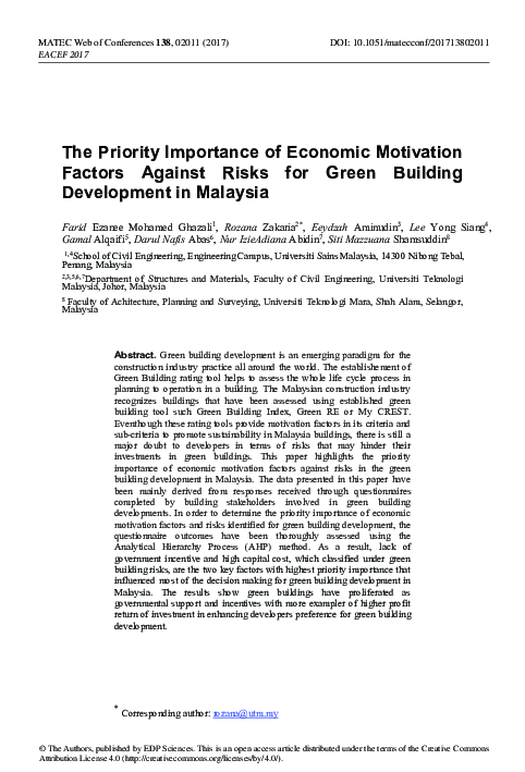 (PDF) The Priority Importance of Economic Motivation Factors Against ...