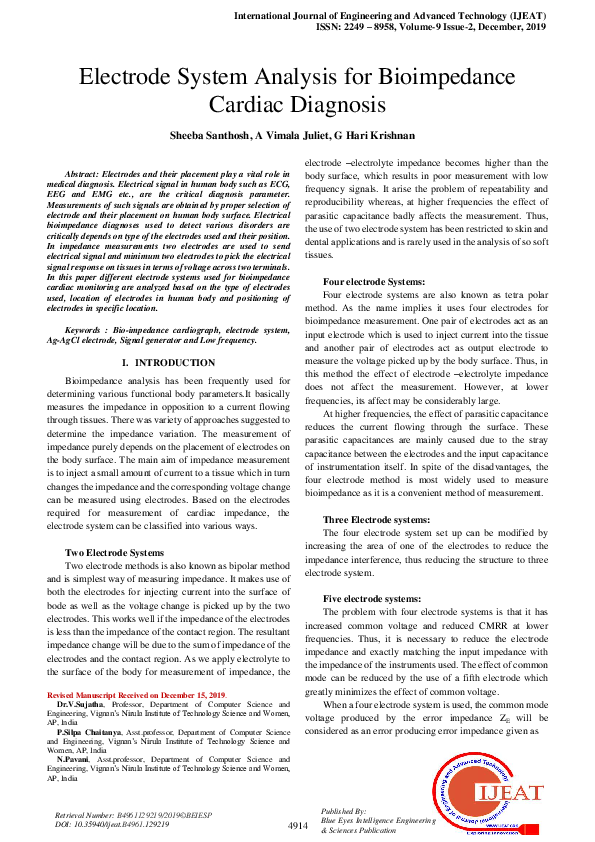 (PDF) Analyzing Electrode Systems for Cardiac Bioimpedance Diagnosis
