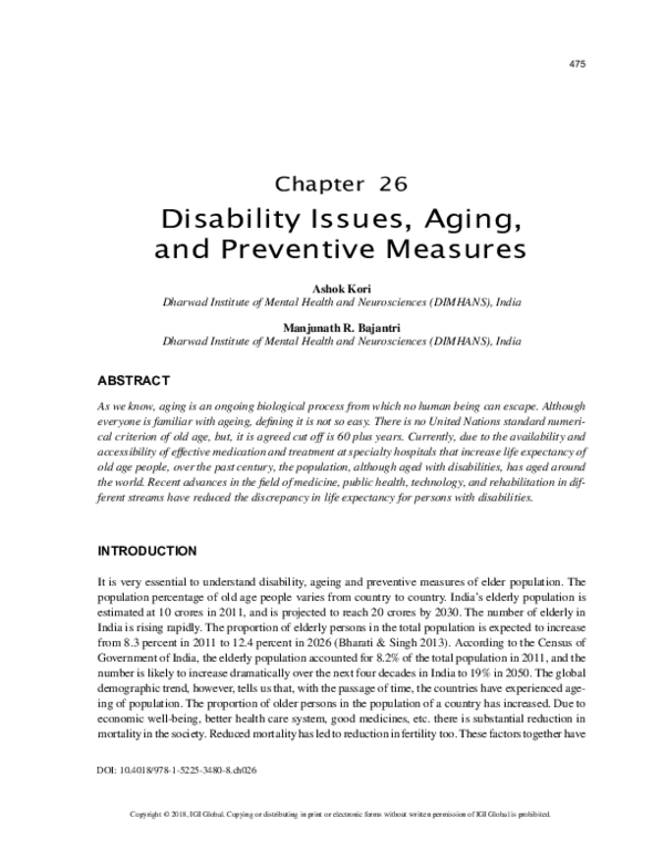 (PDF) Disability Issues, Aging, and Preventive Measures